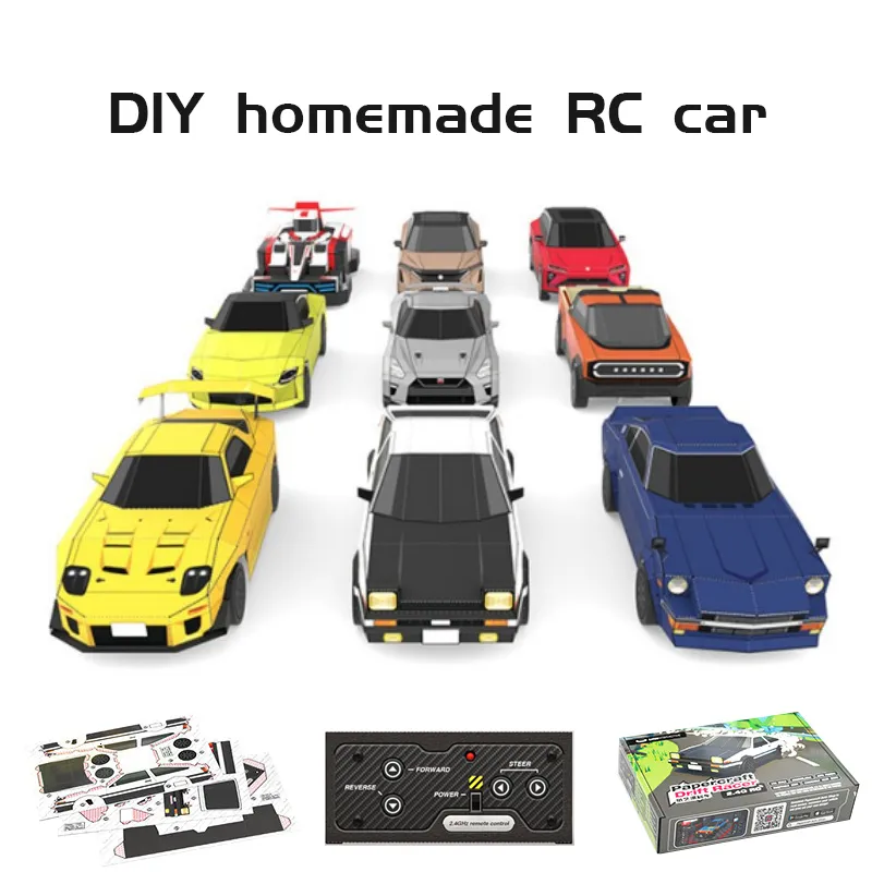 DIY Paper RC Drift Car Kit - 4WD Radio Control Racing, Diecast Model ...