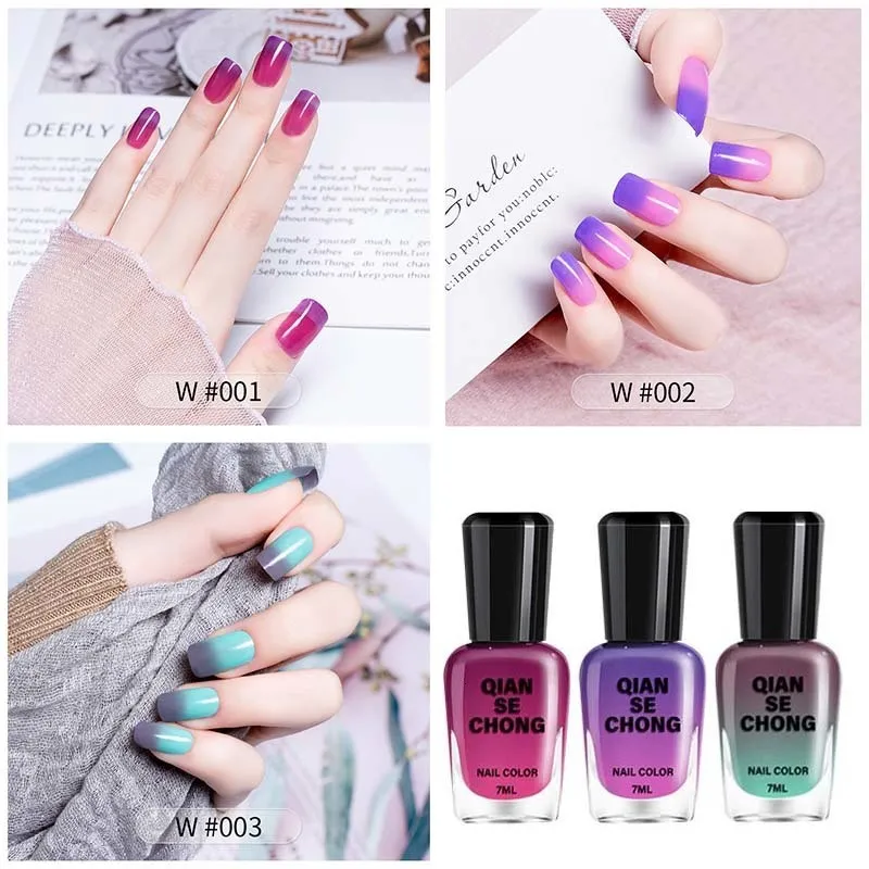 DHgate.com:3 Pcs Temperature Changing Nail Polish Set - Oily Cold Nail ...