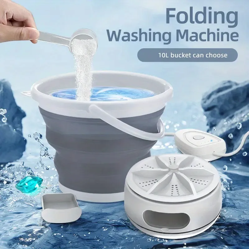 Portable Mini Washing Machine with Foldable Bucket - 10L Capacity ...