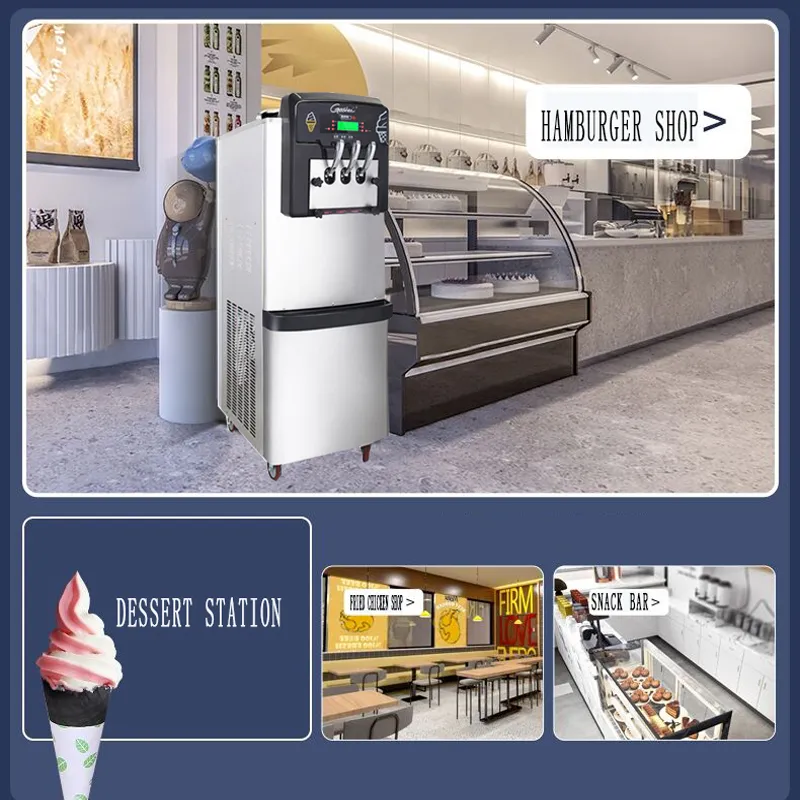 Commercial Ice Cream Maker Machine: Three Flavor Soft Serve Vending ...