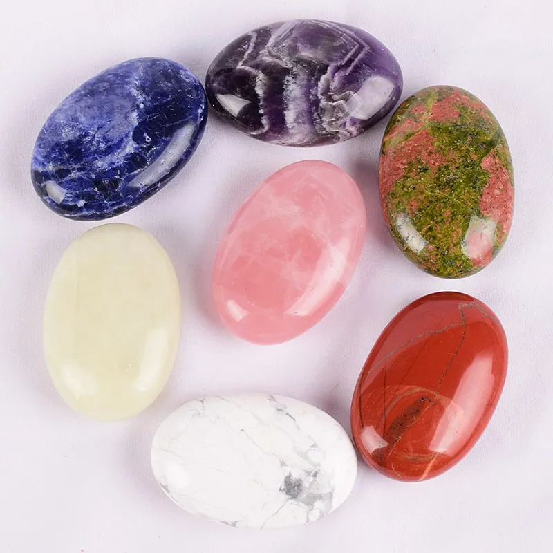 DHgate.com:7PCS Natural Massage Stones, 6*4CM Colored Healing Palm SPA ...