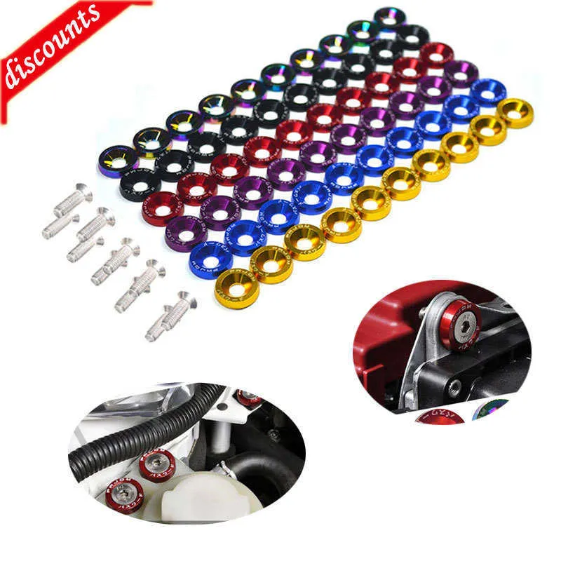 Car Modification Kit - Aluminum JDM Fender Washers & M6 Bolts, Hex ...