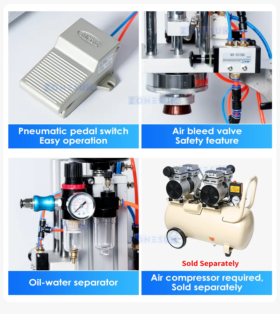Capsulation Machine Pneumatic Bottle Crimper Metal Cap Press Sealer For ...