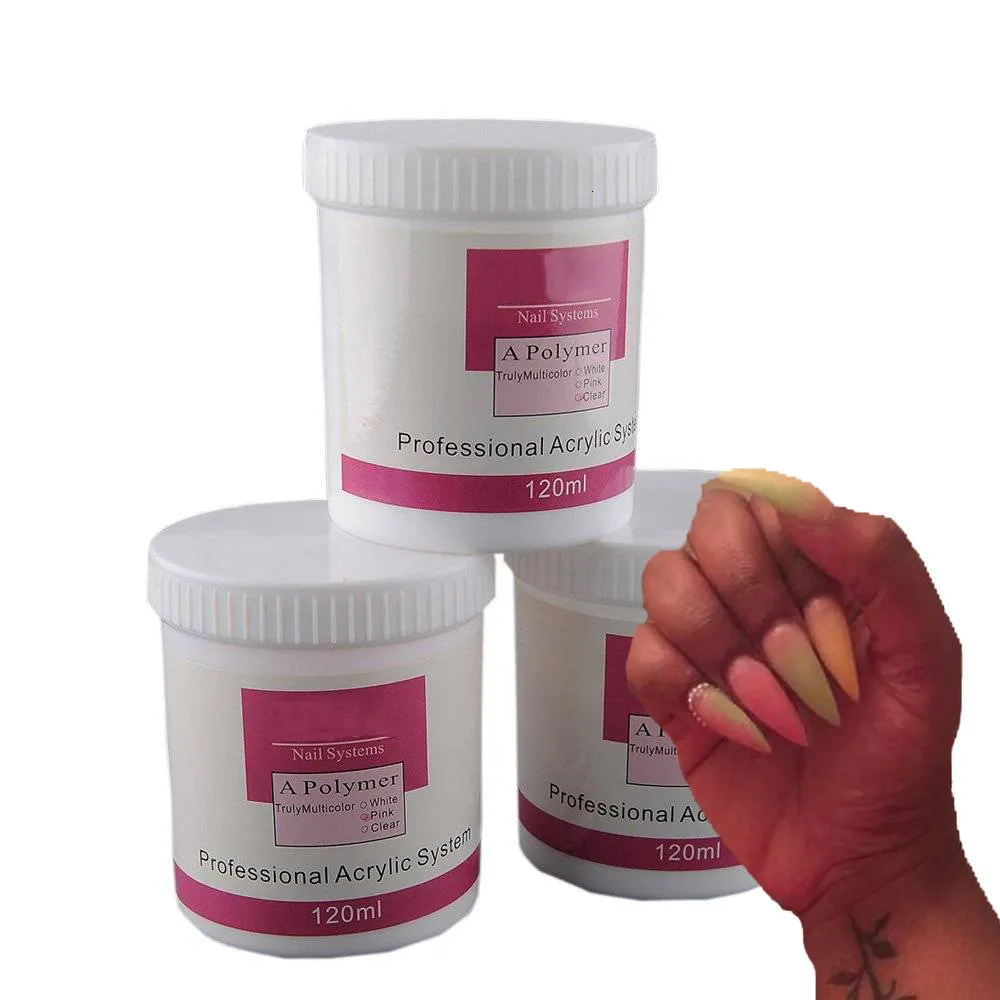 120ml Pink Acrylic Gel Nail Polish With Extendable Powder White/Clear ...