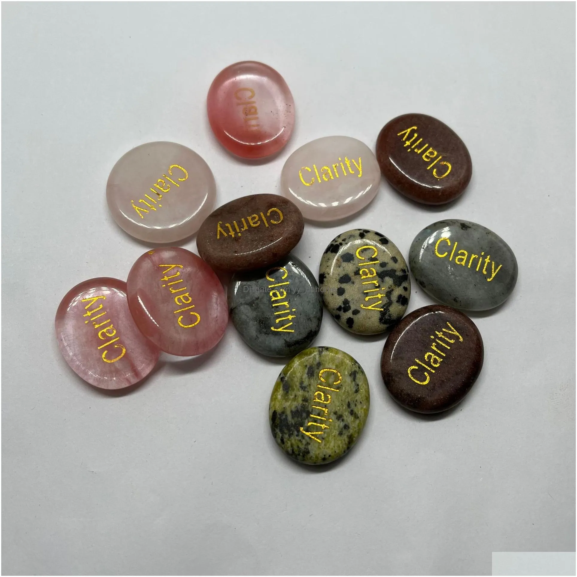 Natural Quartz Stone Lettered Oval Worry Thumb For Healing, Reiki ...