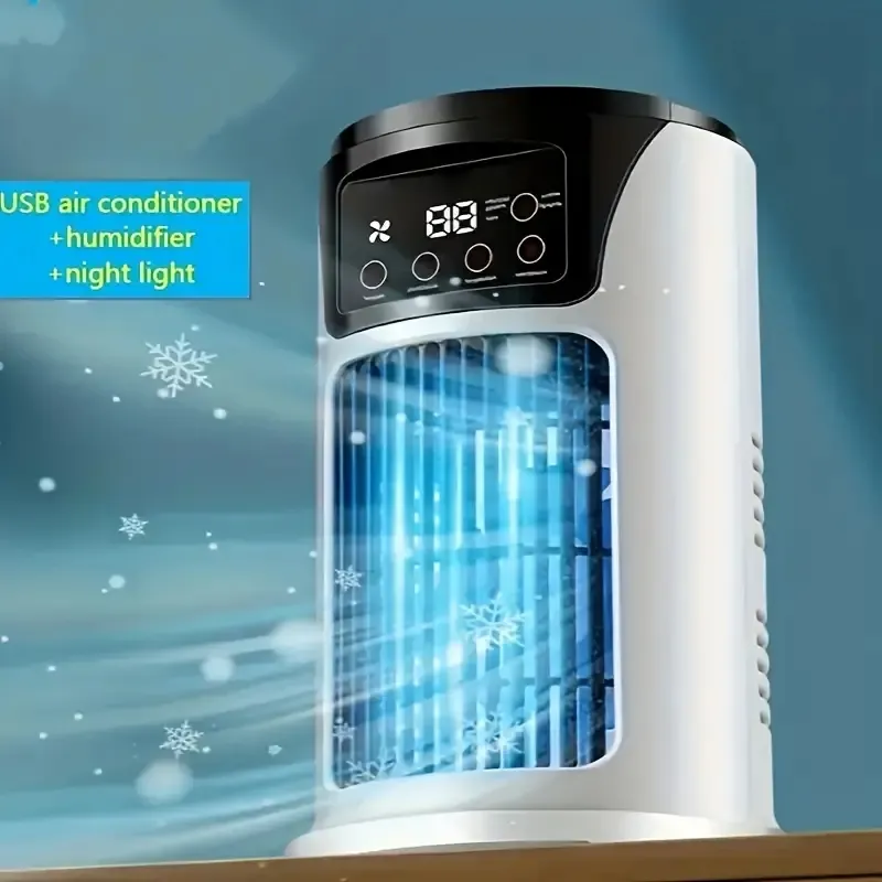 Mini Portable Air Conditioner - Personal USB Cooling Fan with 7 LED ...