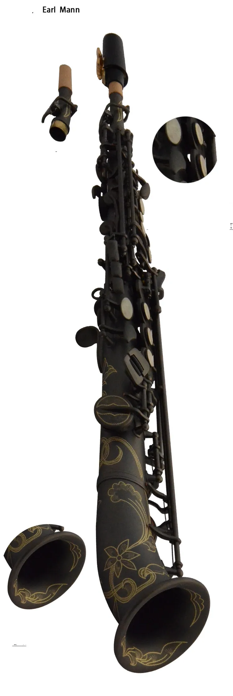 Curved Bell Soprano Saxophones Sax Saxophone Bb Black Nickel Plated ...