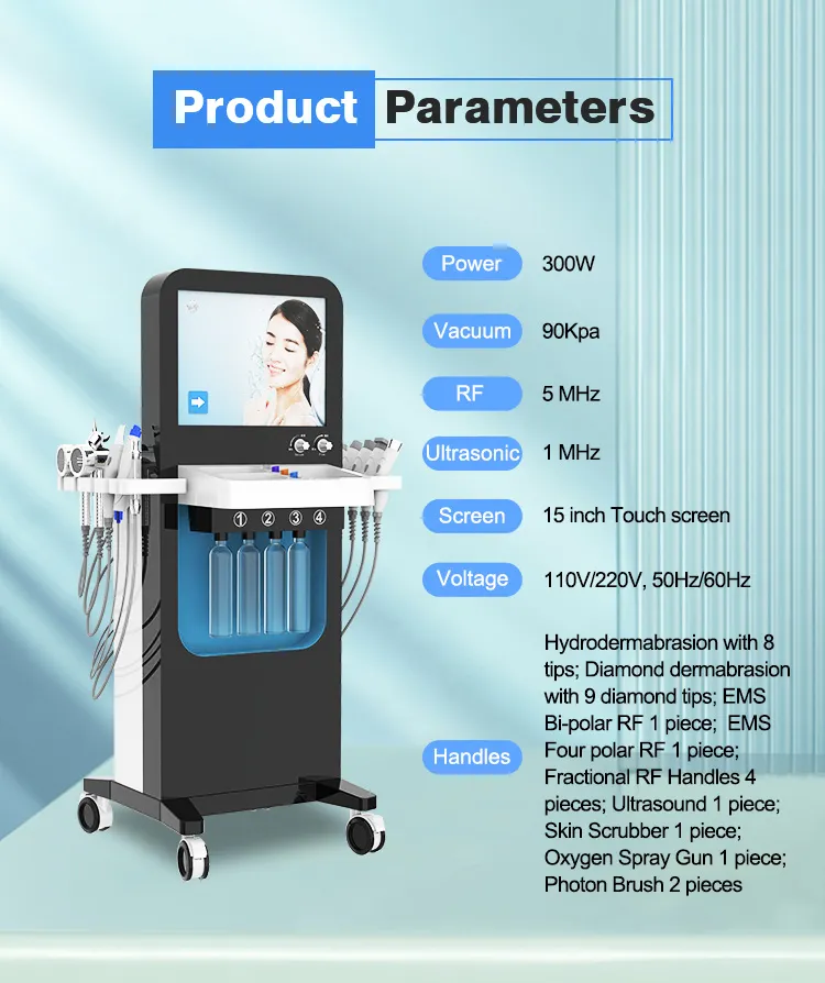 Oxygen Jet Peel Rejuvenation Machine with 13 Handles and 15-Inch Touch ...
