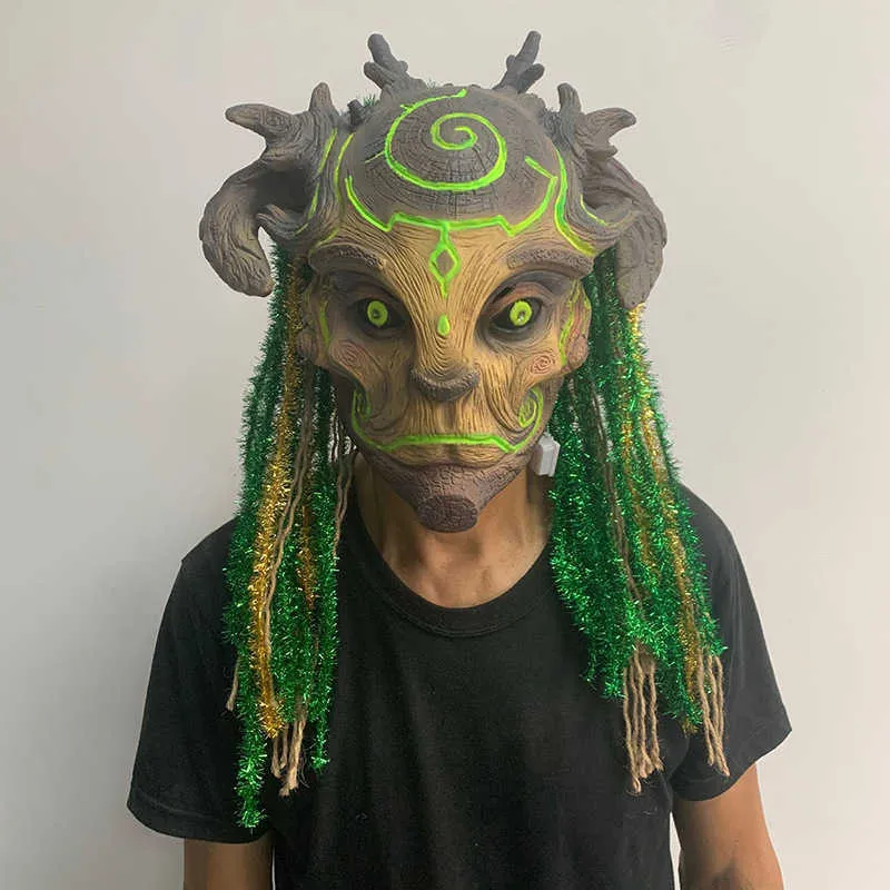 Mens Cyberpunk LED Latex Masquerade Mask Glowing Dryad Glow In The Dark ...