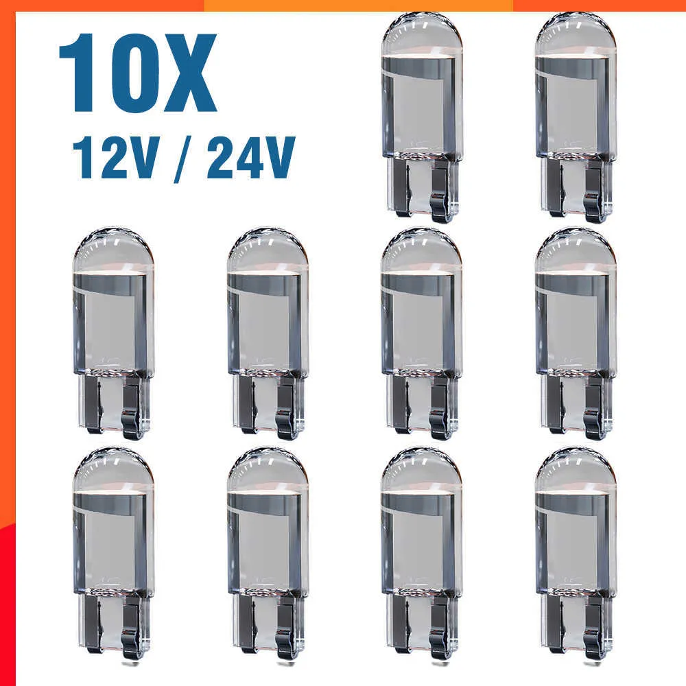 Premium Canbus LED Lights: T10 COB Glass Bulbs, 6000K White, 12V/24V ...