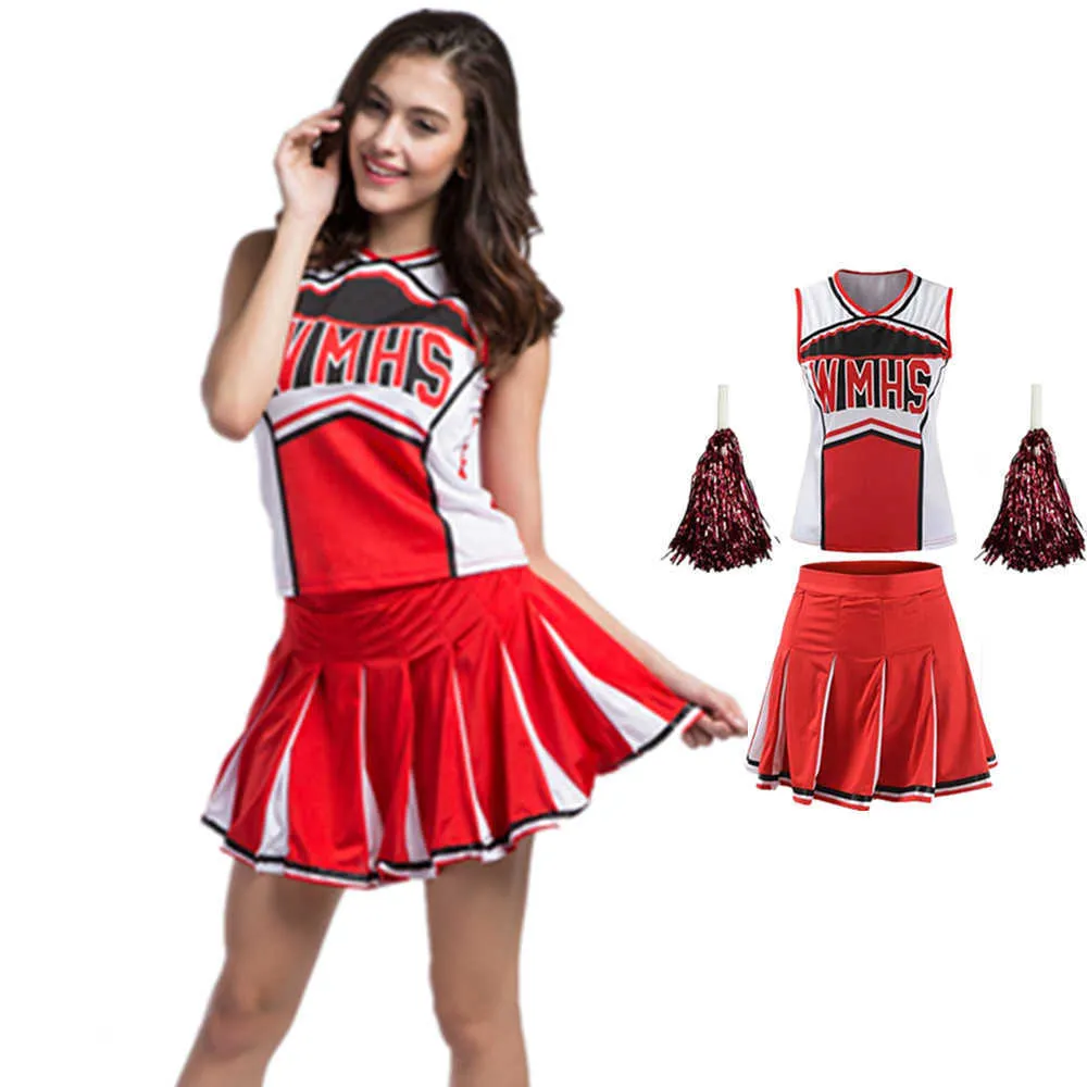 Sexy Set Cheerleader Costume Set Femmes Écolière Cosplay Uniforme Fille