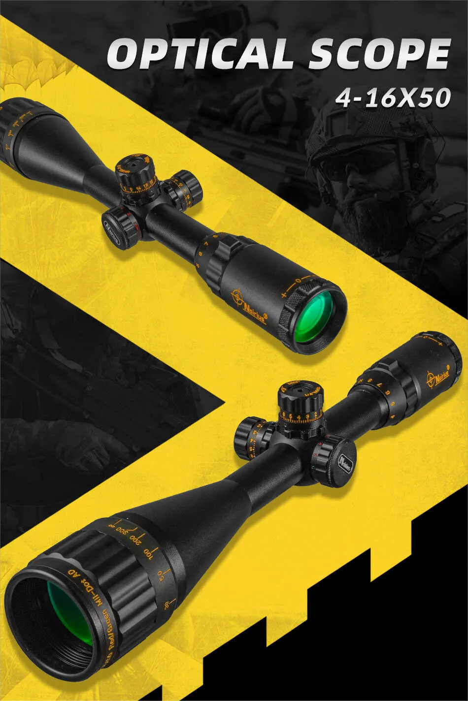 Tactical Hunting Rifle Scope, Nsirius Gold 4 16x50AOE Red Green ...