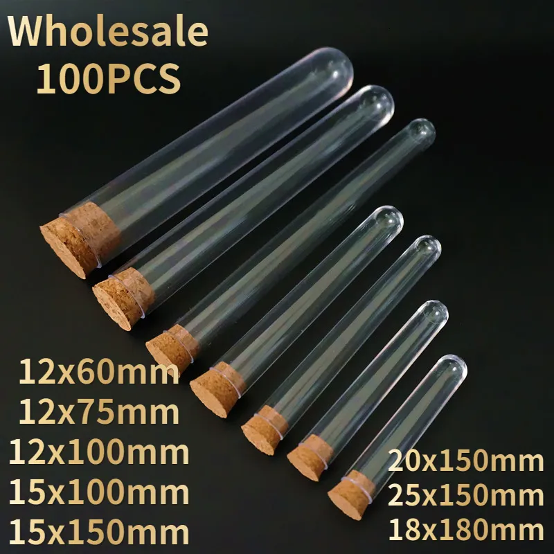 DHgate.com:Clear 100Pcs Plastic Lab Test Tubes with Corks (12-25mm Dia ...