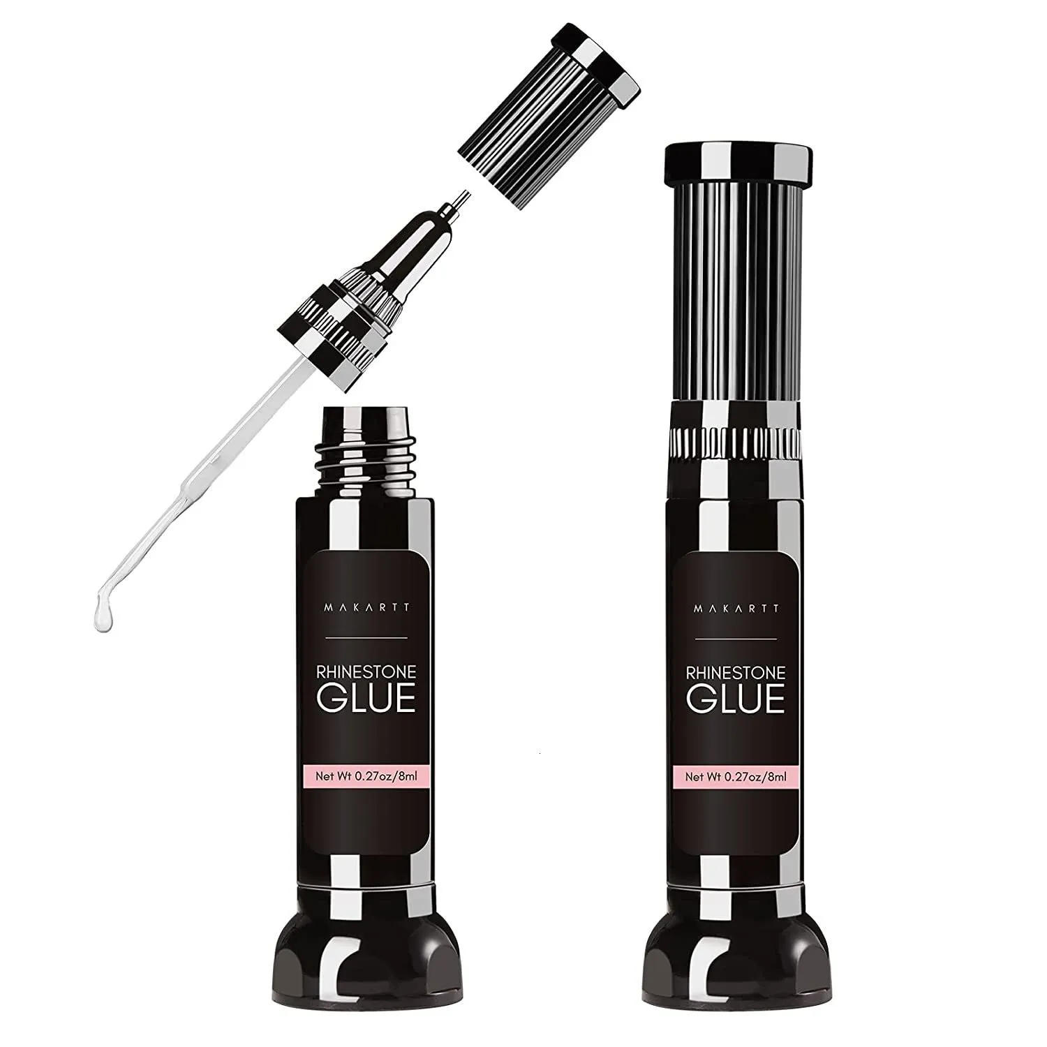 Nail Art Glue Gel - Super Strong Adhesive with Brush Tip for Glitter, Charms & Rhinestones ...