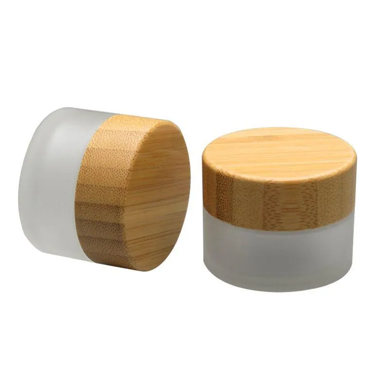 Matte Glass Jars With Bamboo Lids Eco Friendly 15g Cosmetic Jars For ...