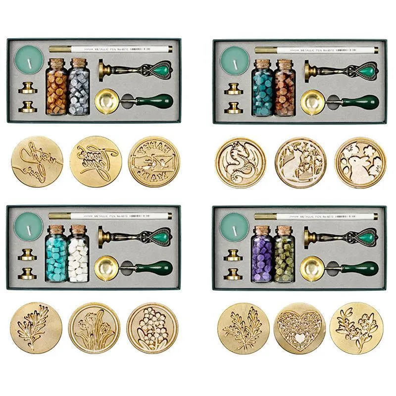 Complete Wax Seal Stamp Kit - Wedding Invitation Sealing Wax Set ...