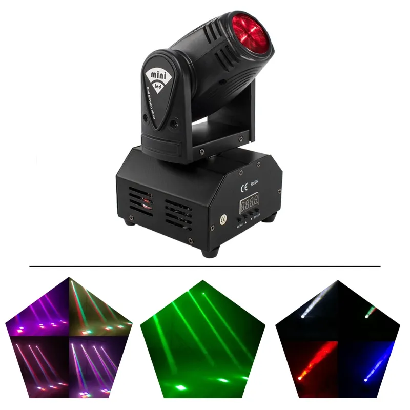 2x Mini 10W RGBW Moving Head Stage Lights - Party Disco Lighting DMX ...