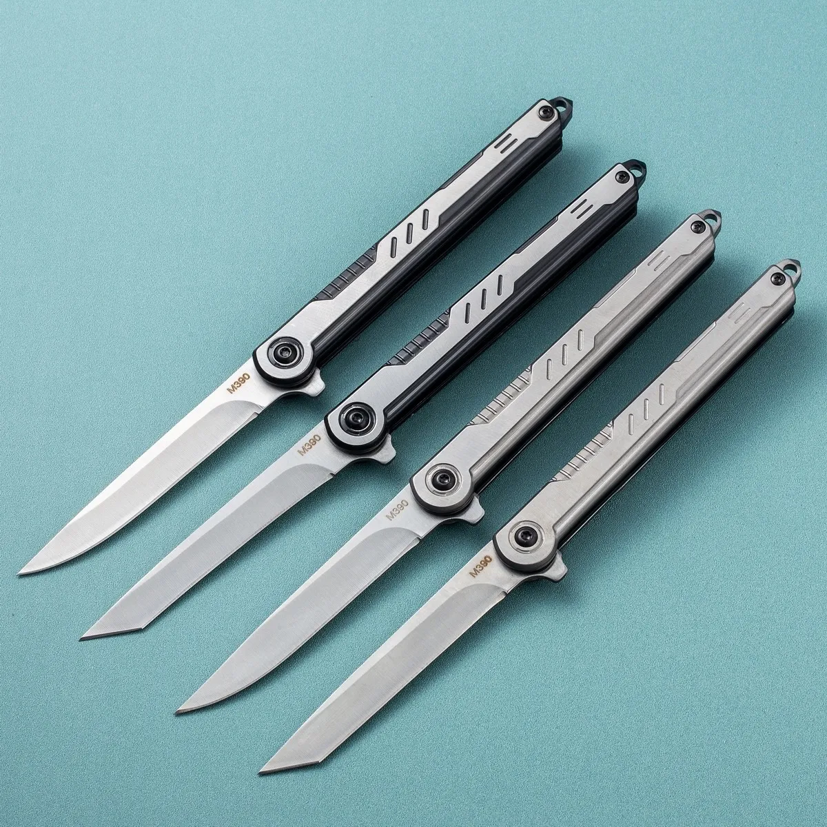 DHgate.com:M390 Steel Flipper Folding Knife, Stainless Steel Handle, Outdoor Camping Hunting ...