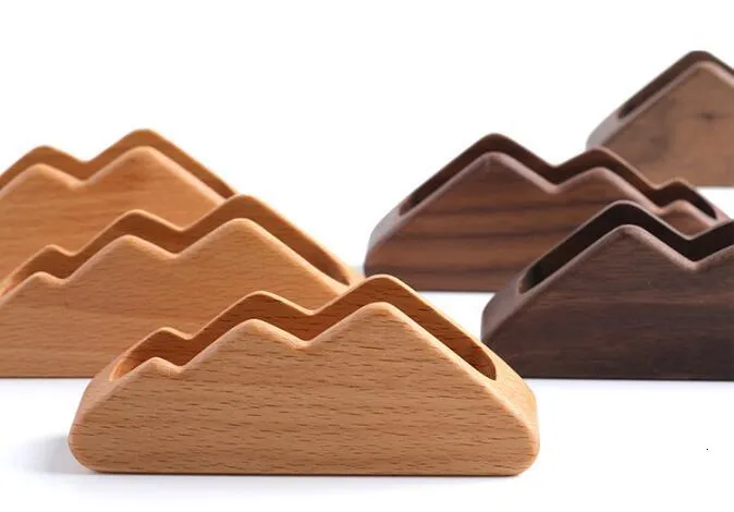 File Holder Desk Organizer Wooden Business Card Holder, Black Walnut ...