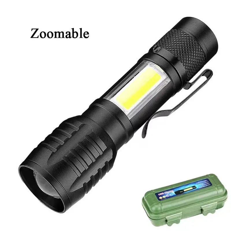 Portable Zoom LED Rechargeable Flashlight 3 Lighting Modes Camping ...