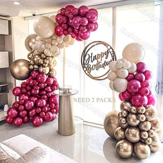 DHgate.com:Red Gold Sand White Balloons Arch Garland Kit Metal Magenta ...