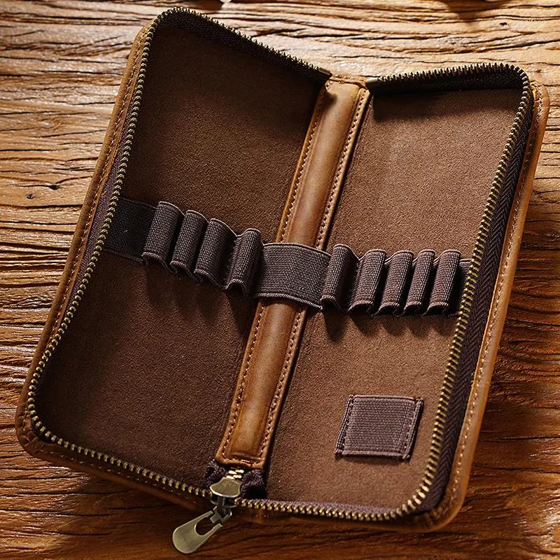 DHgate.com:Genuine Leather Pencil Case - Handmade Nature Cowhide Zipper ...