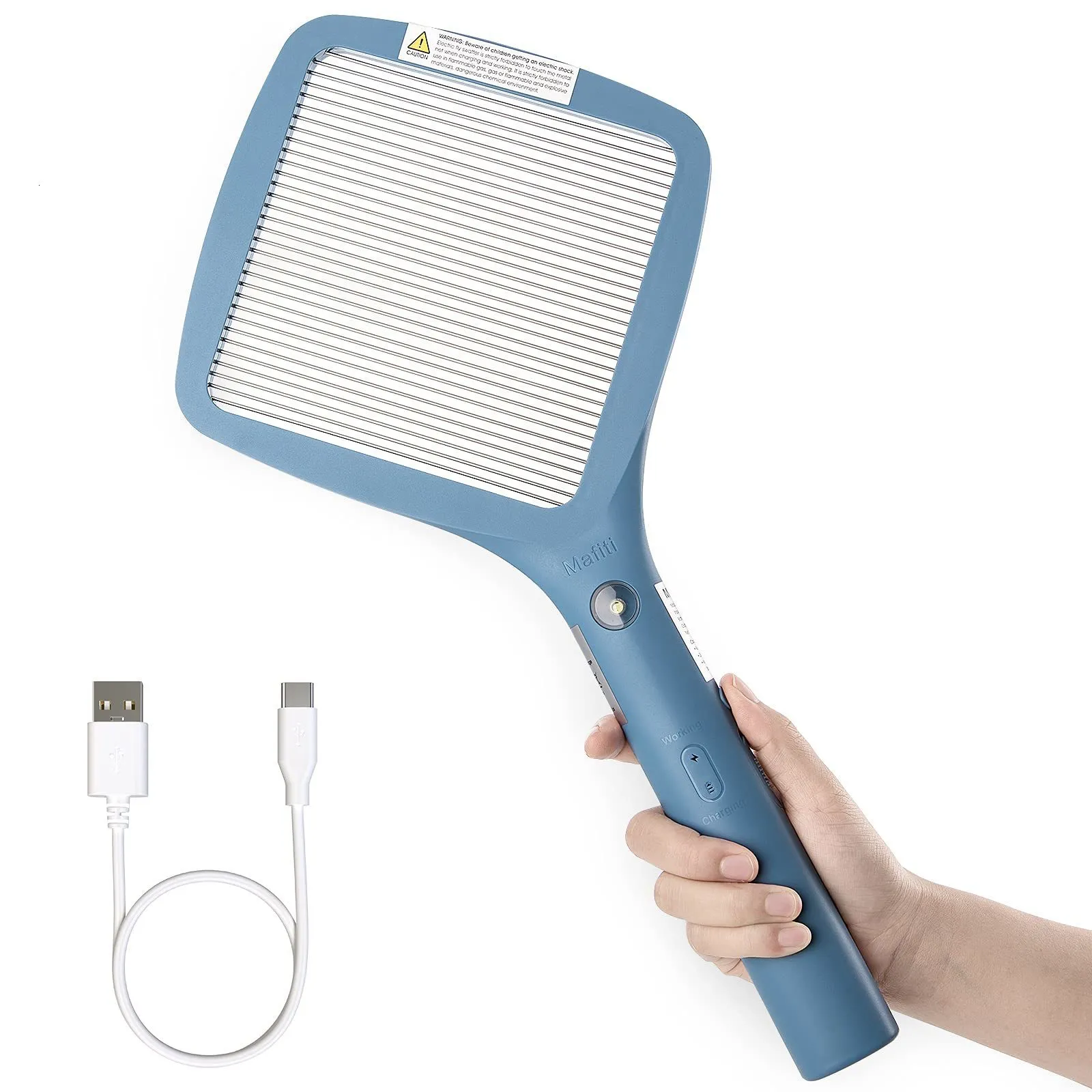 Rechargeable Electric Fly Swatter Zapper - Powerful Bug Mosquito Killer ...