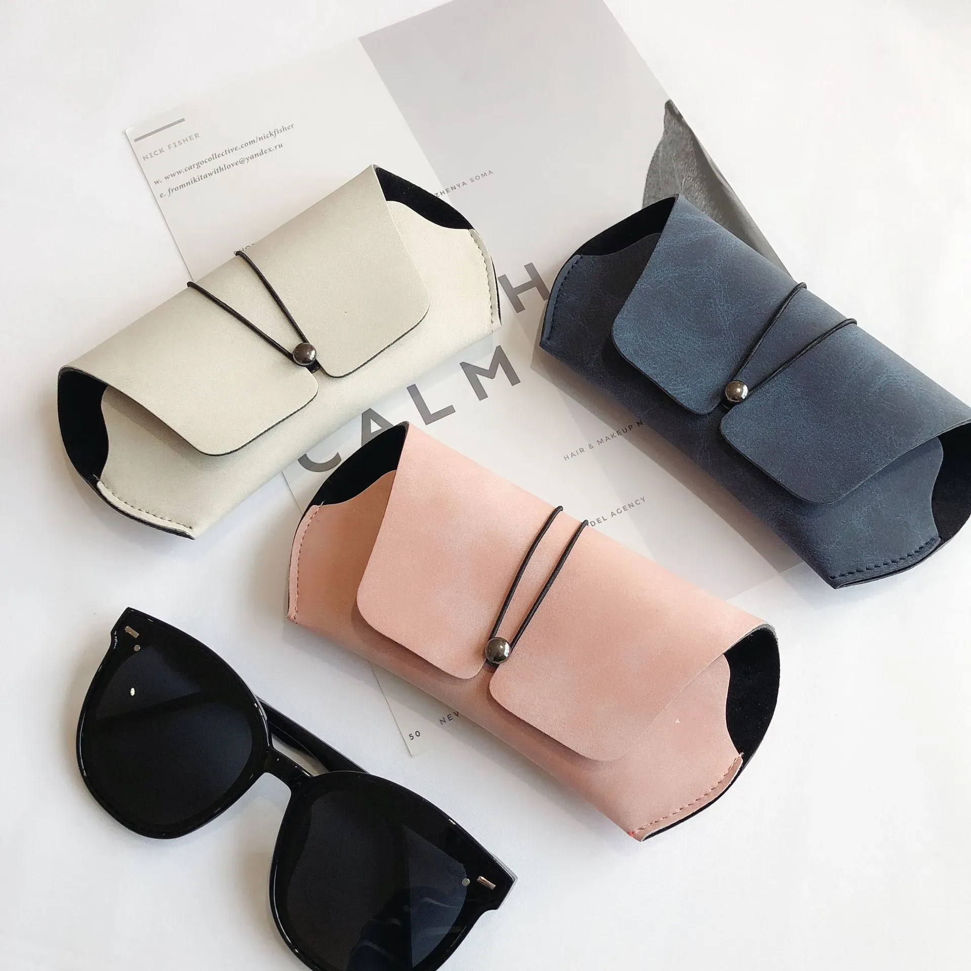 Retro Leather Eyeglass Case Set - Portable Sunglasses Protector ...