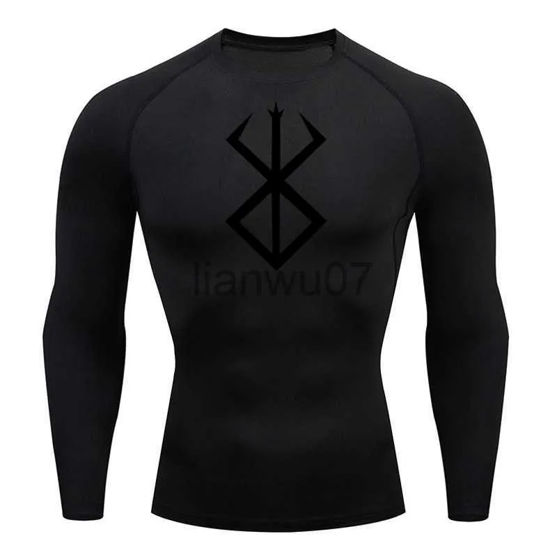 Men's Compression Shirt Long Sleeve Gym T-Shirt Black 4XL Polyester ...