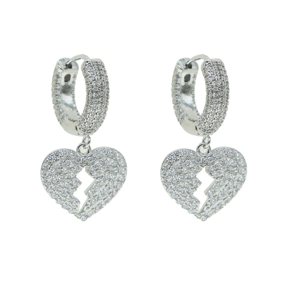 Iced Out CZ Heart Earrings: Premium Cubic Zirconia Hip Hop Style - Shop ...