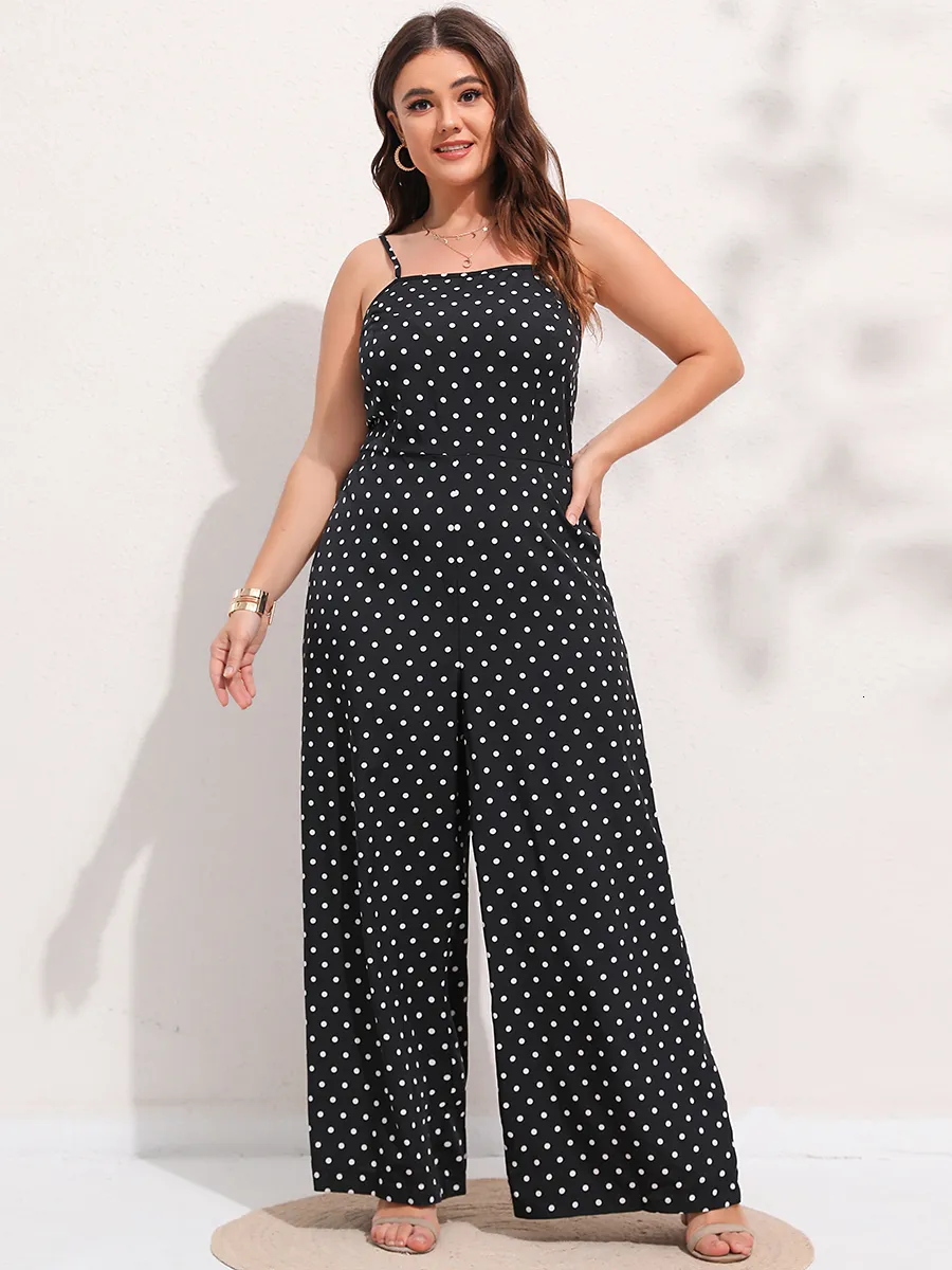 DHgate.com:Finjani Dotted Wide-Leg Cami Bodysuit: Elegant Sleeveless ...