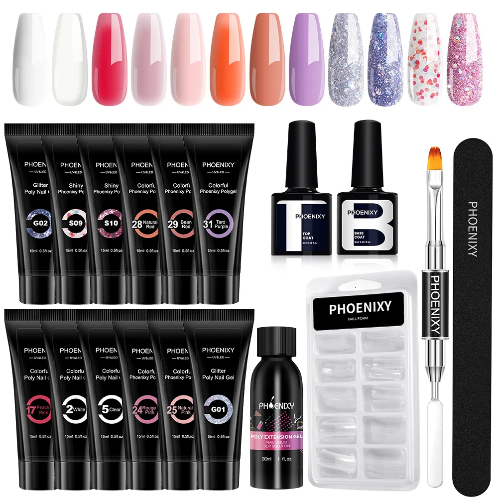 Poly Gel Nail Extension Kit - 15ML Quick UV Builder Gel, French Acrylic ...