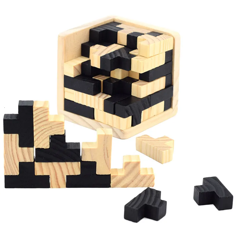 3D Wooden Puzzle - Brain Teaser Interlocking Toy, Luban Lock ...