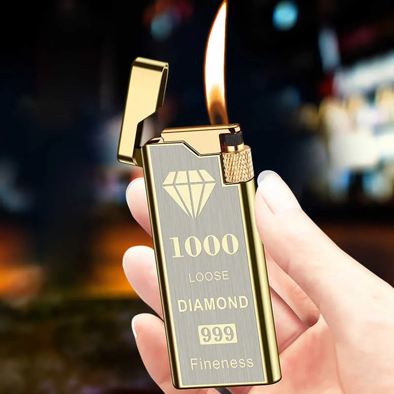 Ultra-Thin Portable Metal Slim Wheel Lighter Butane Without Gas Open ...