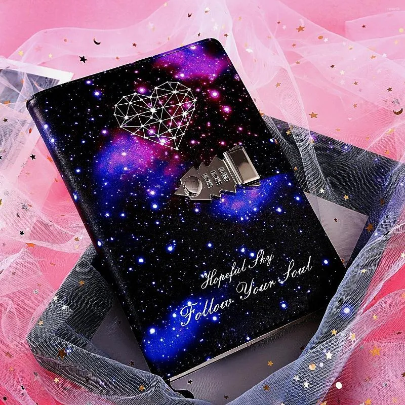 Wholesale Starry Sky Code Book With Lock Portable Notebook For Students ...