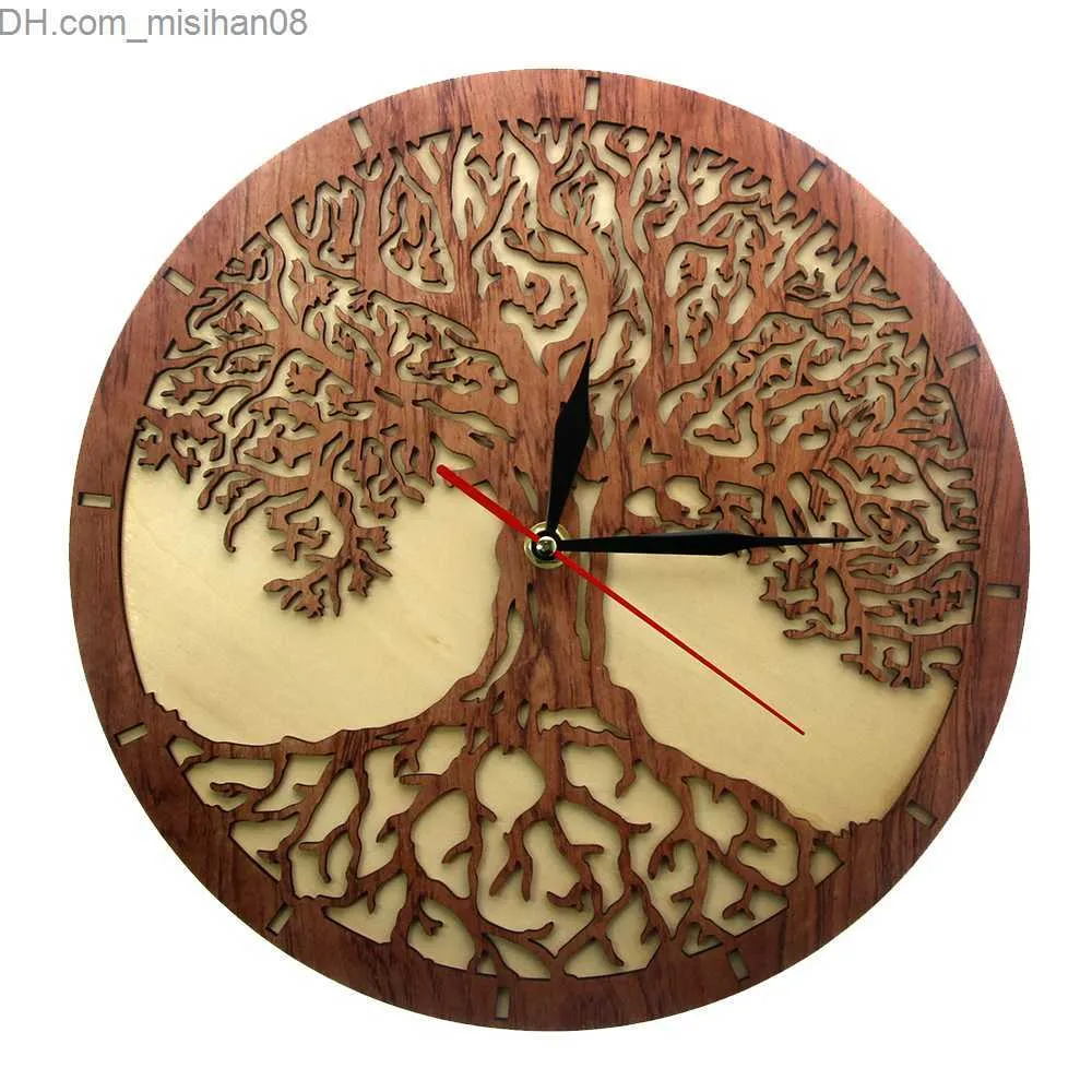 Wood Wall Clocks: Decorative Wooden Tree Of Life Clock Unique Silent ...