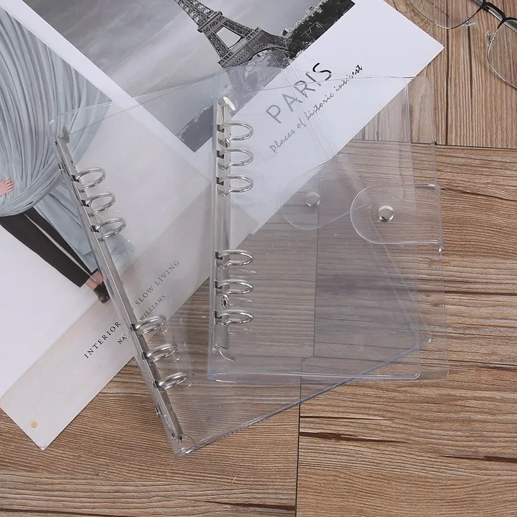 Binders Transparent Soft PVC 6 Ring Binder Cover With Snap Button ...
