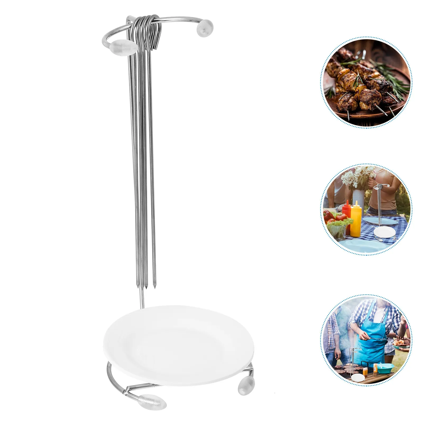 Stainless Steel BBQ Skewer Set - Kabob Grilling Rack, Kebab Sticks ...