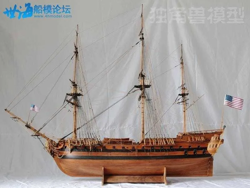 Model Set USS Bonhomme Richard Scale 1 48 58 Wood Model Ship Kit Sail ...