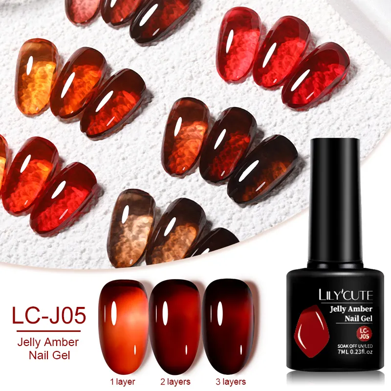 7ml Jelly Amber Gel Nail Polish Translucent Brown Crystal Dull Color ...