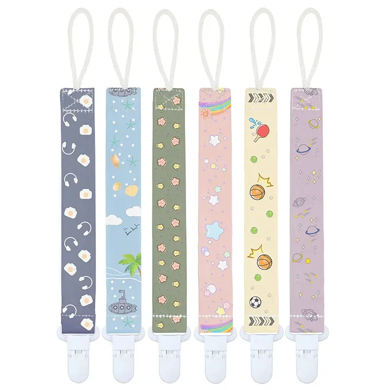 DHgate.com:Cartoon Print Polyester Baby Pacifier Clips with Plastic ...