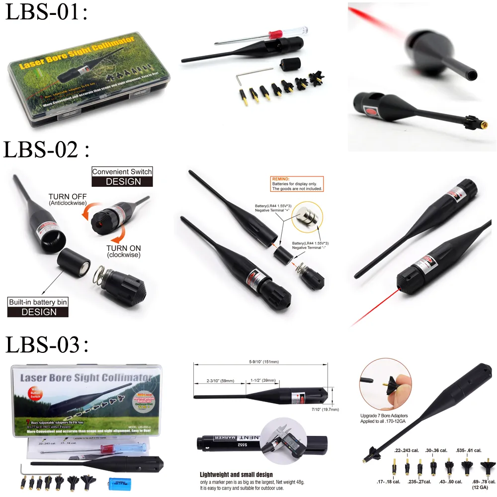 DHgate.com:3 Kinds of Red Dot Laser Bore Sight Collimator Fit Hunting ...