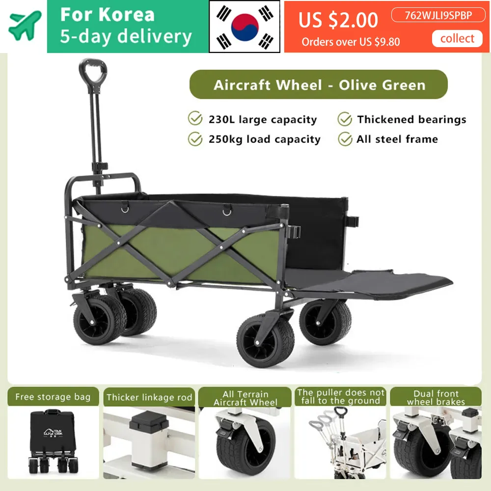 Foldable Camping Wagon Cart - Heavy Duty Outdoor Trolley, Wheeled ...