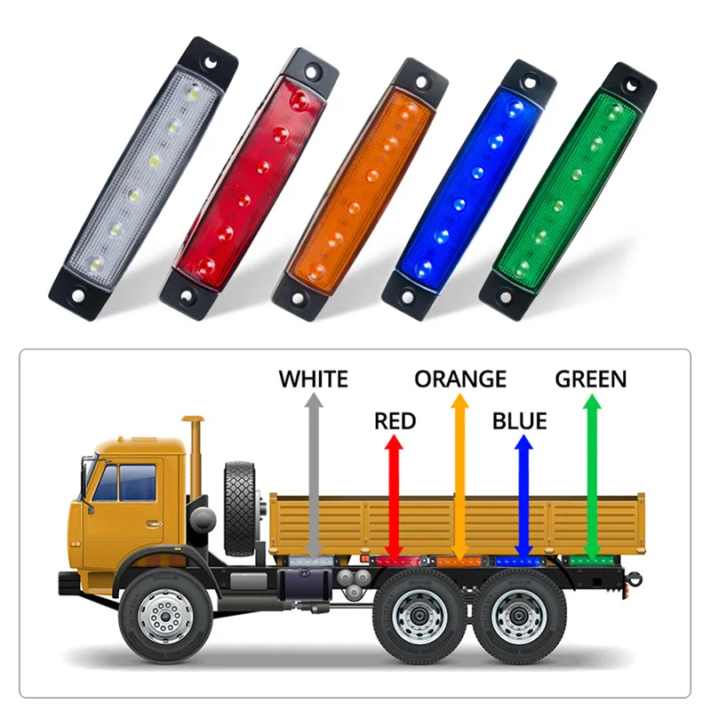 12 24V Truck Trailer Side Marker Indicators Light 6LED Waterproof IP67 ...