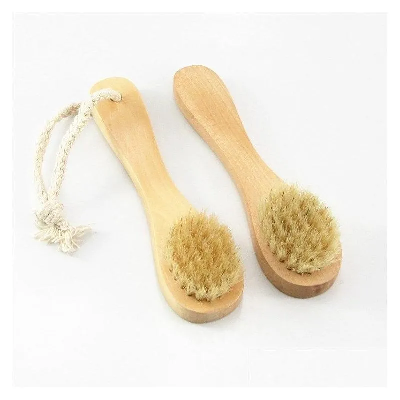 DHgate.com:Natural Bristle Dry Brush with Wooden Handle for Facial ...
