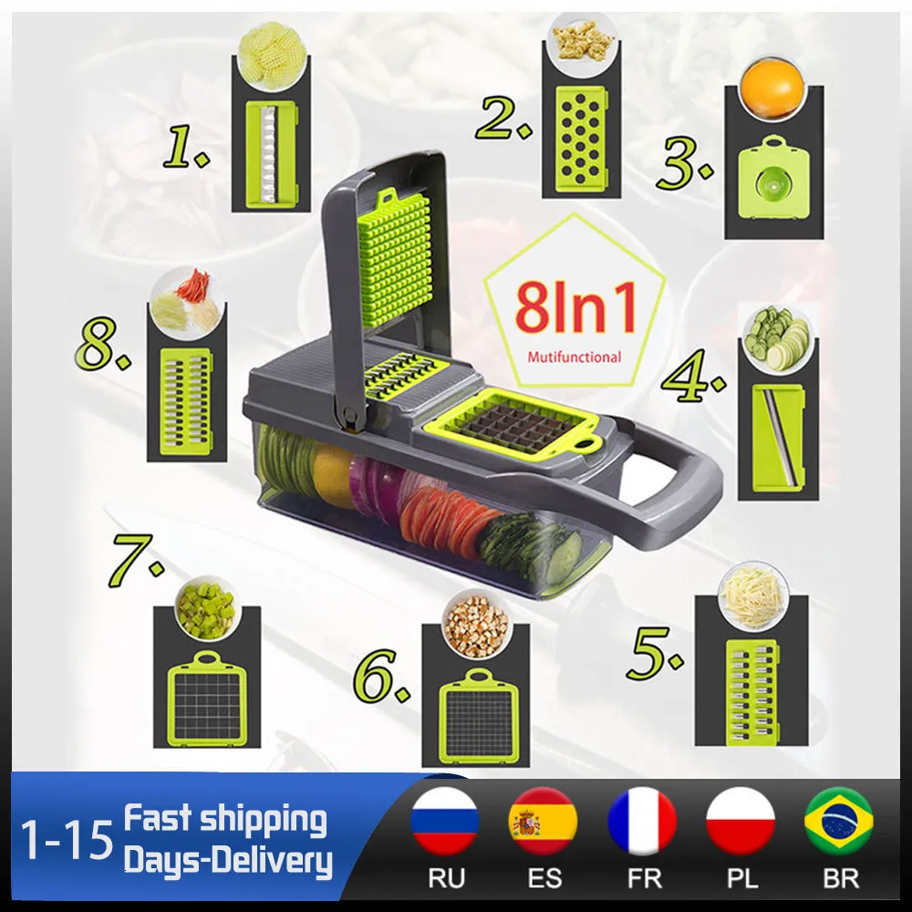 DHgate.com:Fruit Vegetable Tools 8In1Multifunctional Vegetable Cutter ...