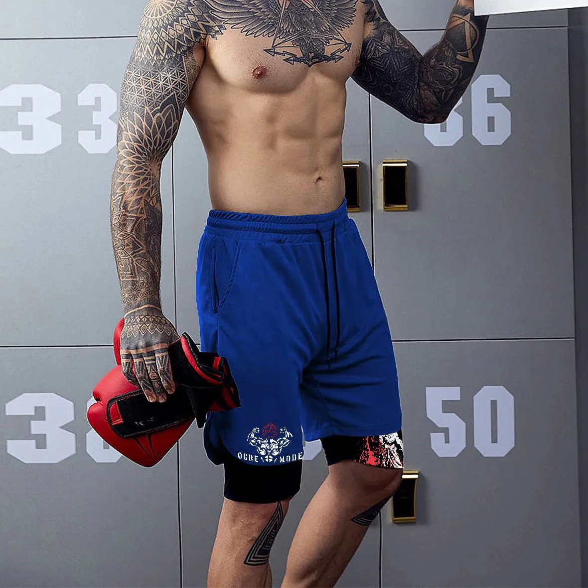 Men's Baki Anime 2-in-1 Gym Performance Shorts - Athletic Compression ...