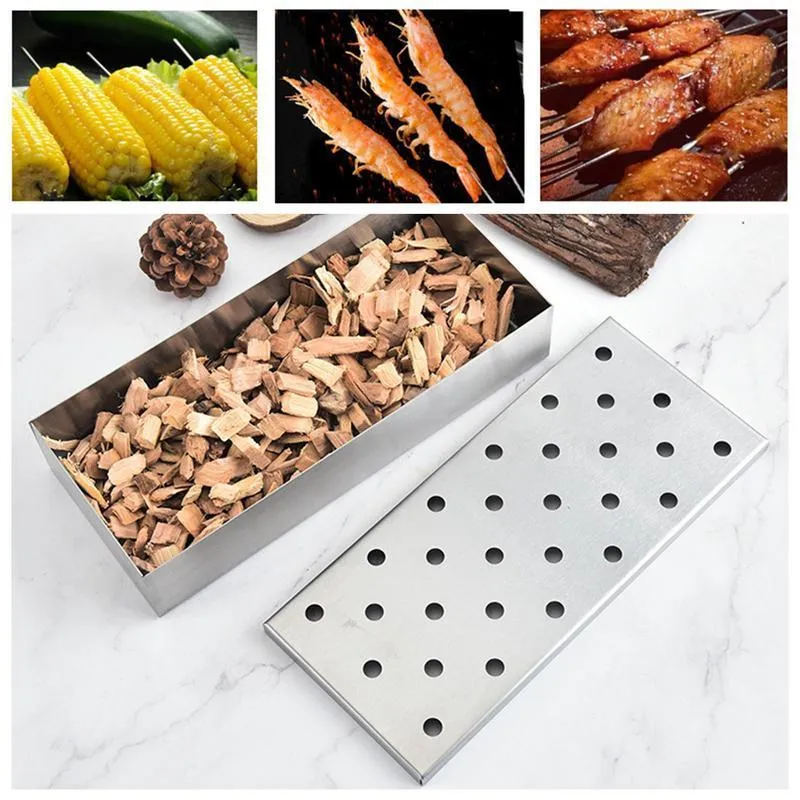 DHgate.com:Washable Foldable Stainless Steel BBQ Wood Chip Smoker Box ...