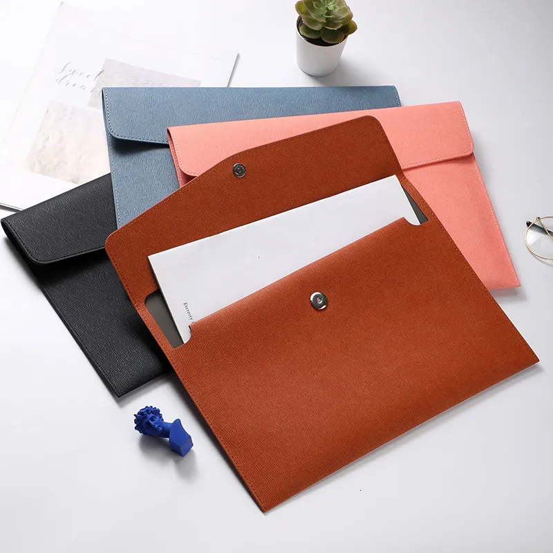 Leather File Folder Organizer A4 Waterproof Document Bag, School ...