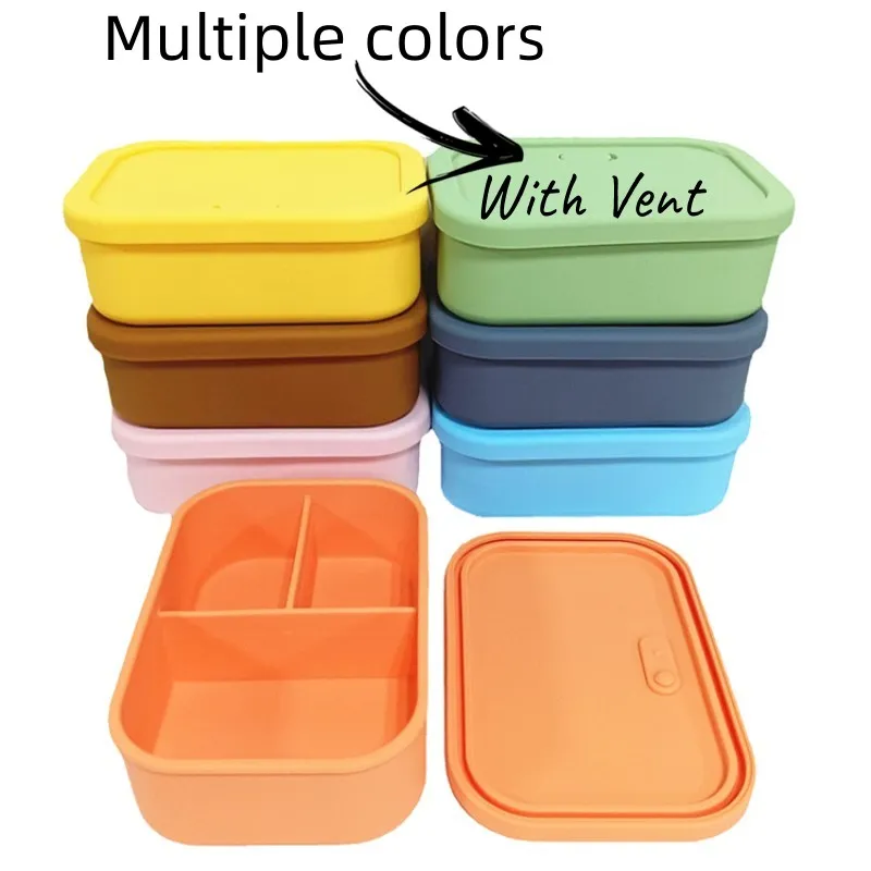 Portable Silicone Stackable Lunch Container With Vent And Microwave ...
